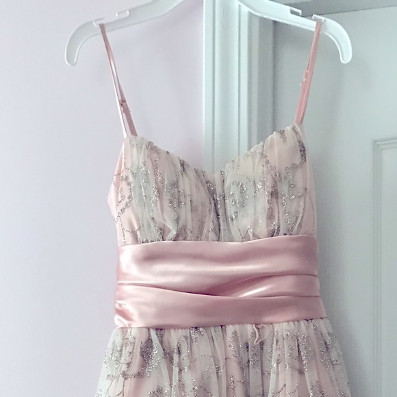 Deb | Dresses | New 2k Rose Goldblush Glitter Pattern Sleeveless Prom ...
